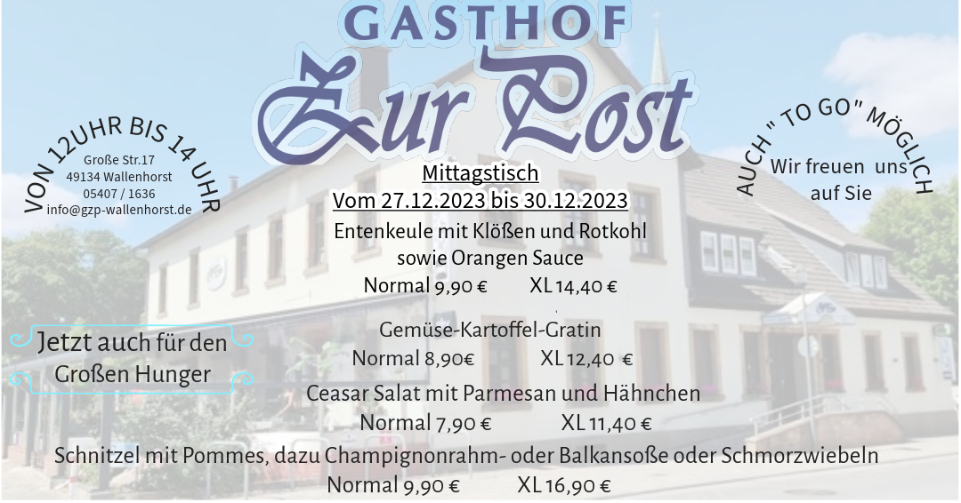 Gasthof zur Post - Speisekarte